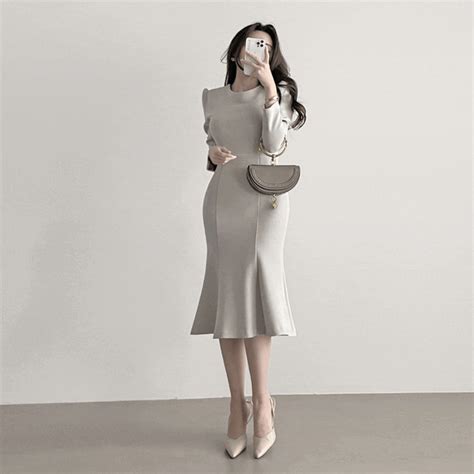 가나다란 도톰 스판 머메이드 겨울 하객룩원피스 color 에이블리