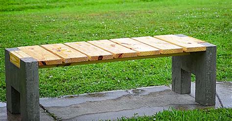 Diy Modern Concrete And Wood Outdoor Bench Diy Joy