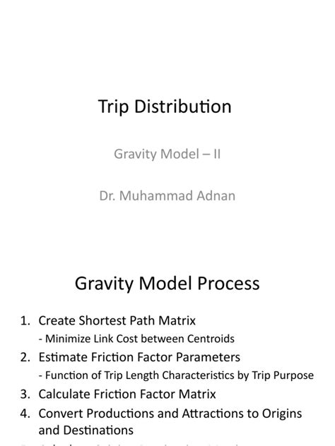 Trip Distribution Gravity Model Ii Pdf
