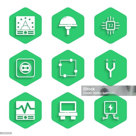 Set Electric Circuit Scheme Fuse Transformer Cable Electrical Measuring Instruments Outlet