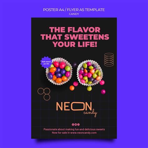 사탕 가게 네온 포스터 템플릿 무료 Psd 파일