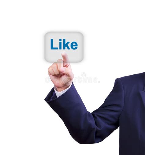 Business Man Hand Pushing Like Button Stock Photo Image Of Connect Button 19795470