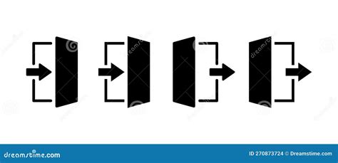 Login And Logout Vector Icon Set Sign Out Sign In Symbol Open And Close Door Sign