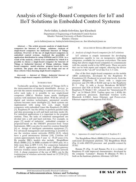 Analysis Of Single Board Computers For Iot And Iiot Solutions In Embedded Control Systems Pdf