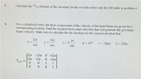 Calculate The T6 J16 Element Of The Jacobian For The