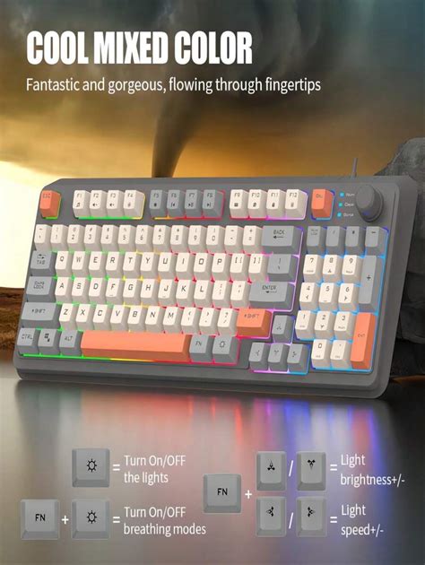 94 Gaming Keyboard With Rotating Multimedia Keys Usb Interface Blue