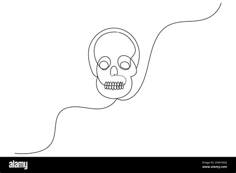 Human Skull Continuous One Line Drawing And And Minimalist Style Isolate Outline Vector