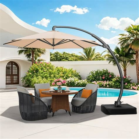 Grand Patio Napoli 10x10 Ft Deluxe Cantilever Umbrella With Weighted