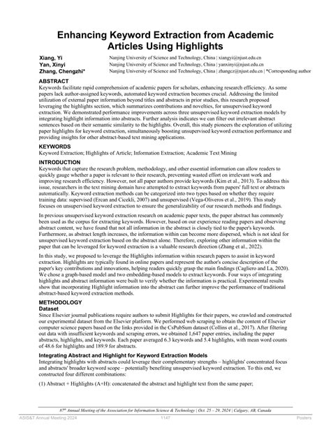 Pdf Enhancing Keyword Extraction From Academic Articles Using Highlights
