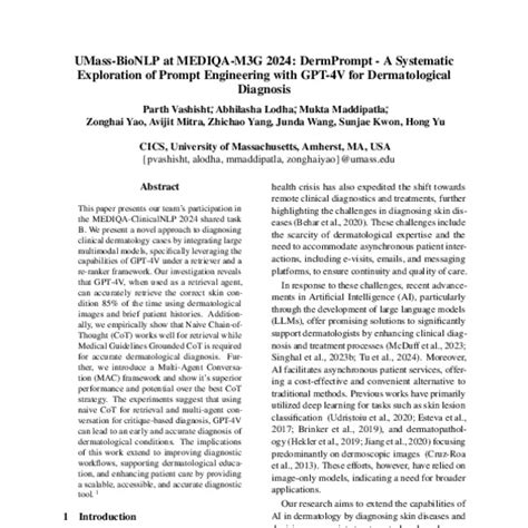 umass bionlp at mediqa m3g 2024 dermprompt a systematic exploration