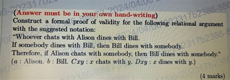 Solved Construct A Formal Proof Of Validity For The Chegg