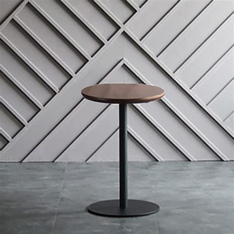 Modern Coffee Table Round Small Table With Wood Top And Steel Pedestal