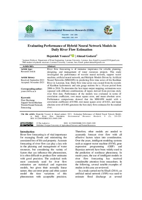 Pdf Evaluating Performance Of Hybrid Neural Network Models In Daily River Flow Estimation