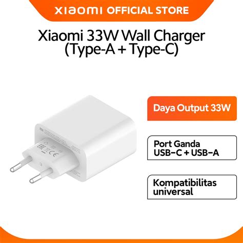Jual Xiaomi Official Mi W Wall Charger Type A Type C Pengisian Daya Cepat Port Output