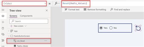 deselect or reset radio button in power apps