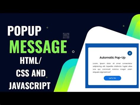 Popup Message In HTML CSS And Javascript YouTube