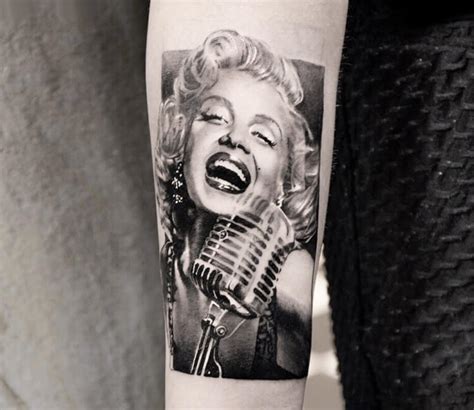 Marilyn Monroe Drawing Black And White With Tattoos
