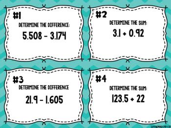 Adding And Subtracting Decimals Task Cards By Loving Math TpT