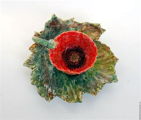 Мак Чашка и блюдце Porcelain Crochet Earrings Tea Party