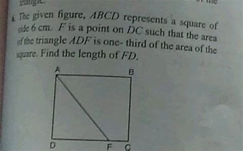 Uc The Viven Figure Abcd Represents A Square Of De 6 Cm F Is A Point
