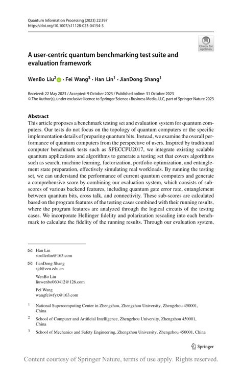A User Centric Quantum Benchmarking Test Suite And Evaluation Framework