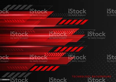 추상 기술 기하학적 빨간색과 검은 색은 검은 색 배경에 빨간색 표시등이 있습니다 가리기에 대한 스톡 벡터 아트 및 기타 이미지