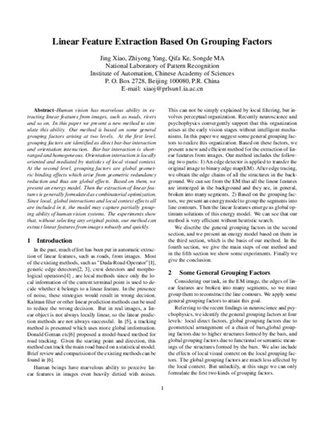 Pdf Grouping Factors For Linear Feature Extraction