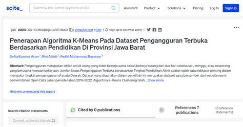 [citation report] penerapan algoritma k means pada dataset pengangguran