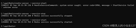 Redis启动报错：handleservicecommands System Error Caught Error Code1056