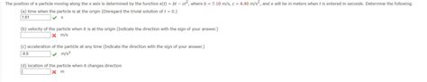 solved a time when the particle is at the origin