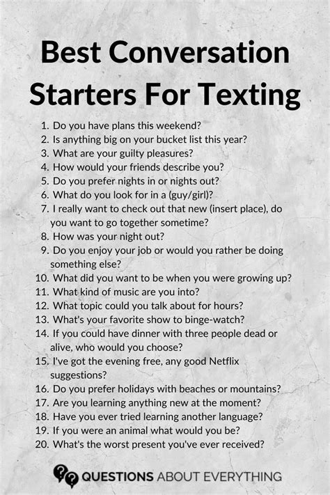 55 Best Conversation Starters For Texting That Actually Work Good Convo Starters Fun