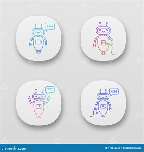 Chatbots App Icons Set Stock Vector Illustration Of Background 175561736