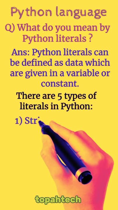 Python Literals Topahtech Python C C Java Php Htmlshorts