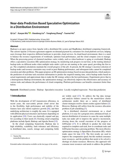 near data prediction based speculative optimization in a distribution
