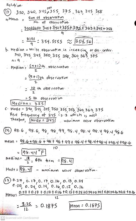 Solved 13 18 Mean Median And Mode Compute The Mean Median And