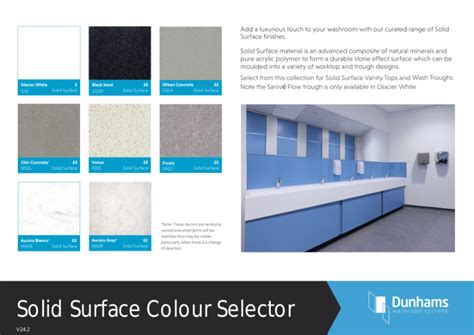 solid surface colour selector dunhams washroom systems nbs source