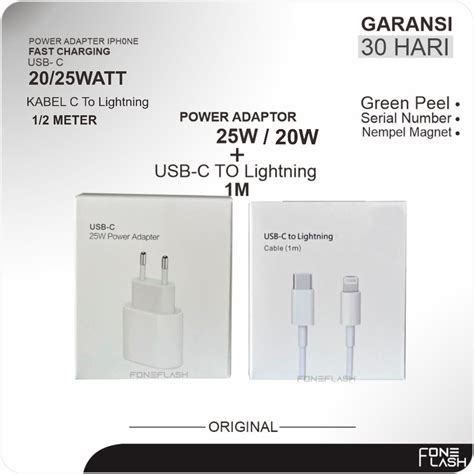 Jual Charger W Watt Cable Lightning Adaptor Usb C Adapter Kabel Fast Charging Original