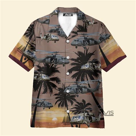 Us Army Sikorsky Uh 60 Black Hawk Helicopter Hawaiian Shirt Avis89