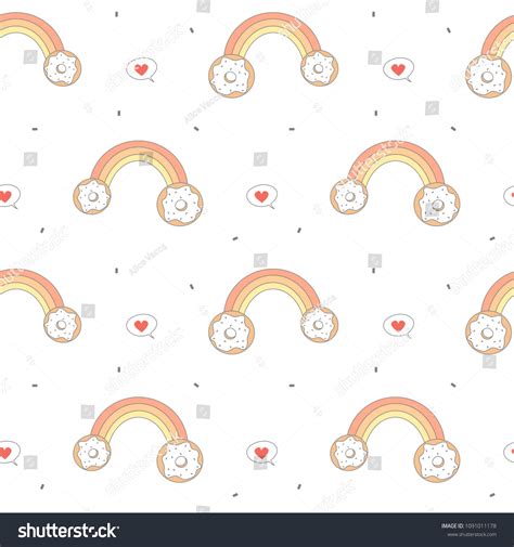 Cute Cartoon Rainbow Donuts Seamless Vector Stock Vector Royalty Free