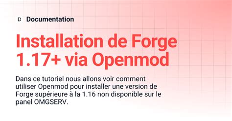 Installation De Forge Via Openmod Documentation