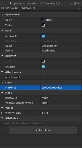 i can t get my missile to move using linear velocity scripting