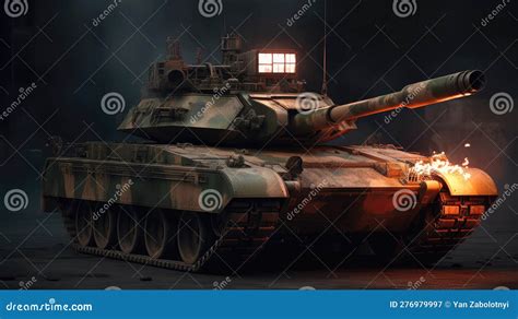 A Tank With A Woodland Camouflage Pattern And A Mounted Flamethrower