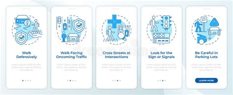 Pedestrian Safety Blue Onboarding Mobile App Screen Stock Vector Illustration Of Signals