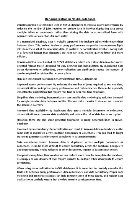 Denormalization In No Sql Databases Denormalization In Nosql