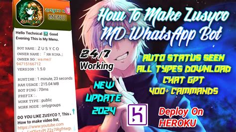 How To Create Whatsapp Bot || zusyco whatsapp bot || Auto Status View - YouTube