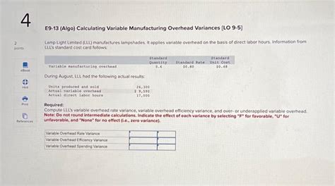 solved e9 13 algo calculating variable manufacturing