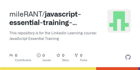 Github Milerantjavascript Essential Training Exercises This Repository Is For The Linkedin