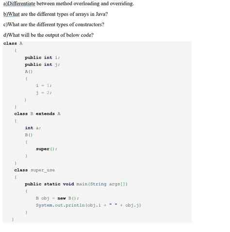 Solved A Differentiate Between Method Overloading And Chegg