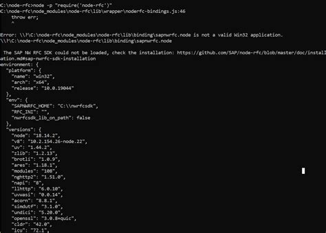 getting error sapnwrfc node is not a valid win32 application · issue