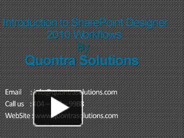 PPT Introduction To SharePoint Designer Workflows By Quontra Solutions PowerPoint